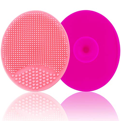 Baby Bath Brush, Baby Cradle Cap Brush, Silicone Massage Brush, Silicone Scrubbers Exfoliator Brush | The Baby Skin Scrubbers Baby Essential for Dry Skin, Cradle Cap and Eczema (Large-Pink & Rose Red)