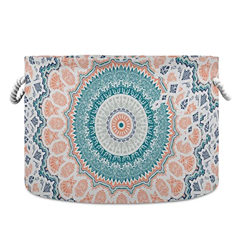 ALAZA Indian Mandala Ethnic Floral Storage Basket Gift Baskets Large Collapsible Laundry Hamper with Handle, 20x20x14 in