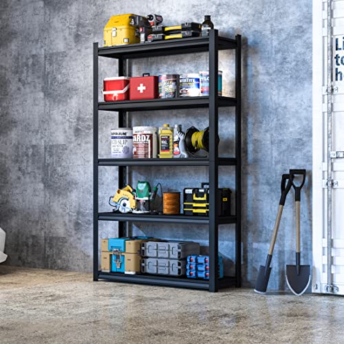 5-Tier Garage Shelving,Garage Storage Heavy Duty Shelving,Adjustable Metal Storage Shelf Units and Storage,Heavy Duty Metal Shelving,Metal Shelves Rack Warehouse Industrial Storage 63*31.5*15.7 Inch