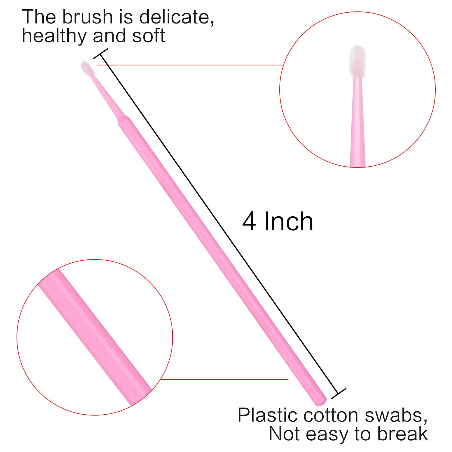 Akstore 600 PCS Disposable Micro Applicators Brush Eyelash Extension Individual Applicators Mascara Brush for Make up and Clean and Compatible and Personal Care (Pink)
