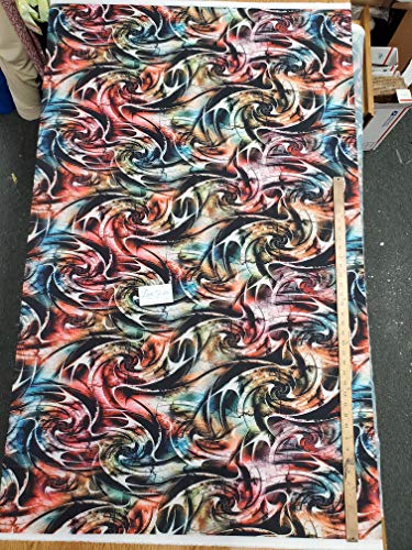 Levi Textiles, INC. Stretch Imitation Silk Chiffon Spandex Digital Print - 4 Way Stretch - 90/10 Stretch- 58/60" - Sold BTY (Ghost Waves)