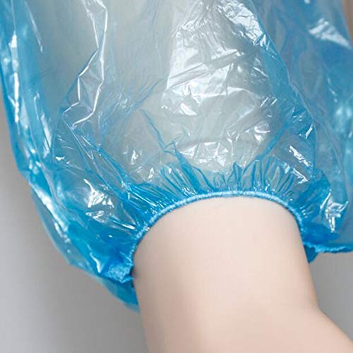 ZMDREAM Pack of 100 Disposable Plastic Sleeves Covers Arm Protectors Blue 16"