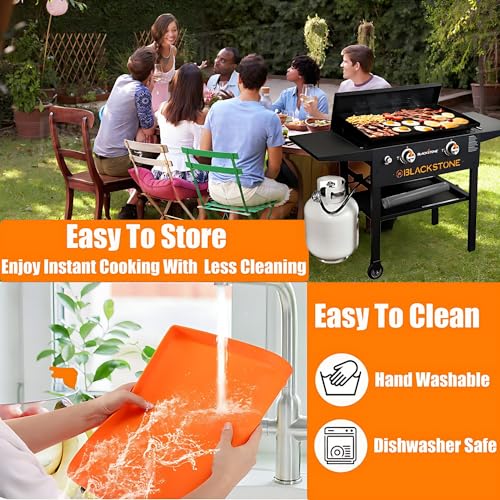 28" Silicone Griddle Mat for Blackstone, Food Grade Silicone/Unique Wave Pattern Design Griddle Accessories for Blackstone, Protective Mat for Griddle Surface, Grill Mat for outdoor grill-Blue
