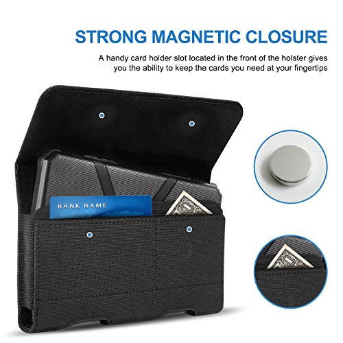Mopaclle Phone Holster for iPhone 14 Pro Max/ 14 Plus /13 Pro Max/12 Pro Max/Xs Max /11 Pro Max/ 7 Plus 8 Plus 6 Plus Nylon Cell Phone Pouch Belt Clip Holder Case (Fits Phone with Otterbox Case)