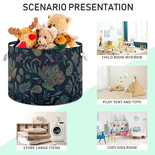 ALAZA Paisley Watercolor Floral Ethnic Pattern Storage Basket Gift Baskets Large Collapsible Laundry Hamper with Handle, 20x20x14 in