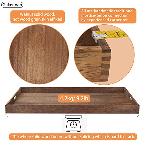 28x18'' Large Ottoman Tray,Walnut Wood Decorative Serving Tray with Handles for Breakfast,Dinner, Appetizers, Patio, Ottoman, Coffee Table, BBQ, Party β4 Coasters and 5 Greaseproof Papers for Free