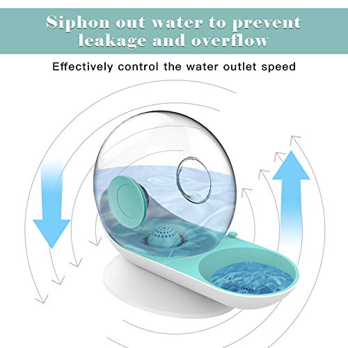 HappyCat Small Pets Water Dispenser Dogs Cats Gravity Waterer Feeder Bowl Automatic Water Drinking Fountain for Small or Medium Size Dogs Cats (Green Snail)