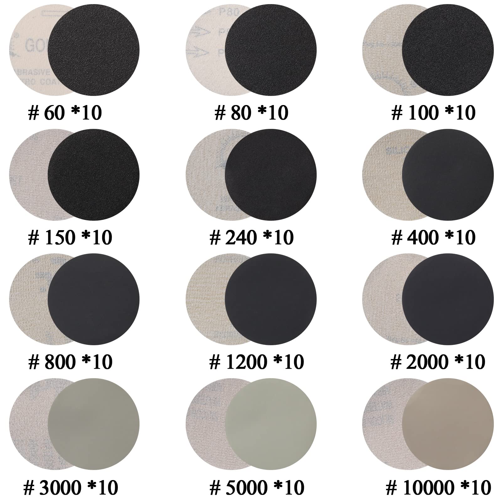 126 Pieces 3 Inch Sanding Disc, GOH DODD Headlight Restoration Kit Hook and Loop Sanding Pads 60 to 10000 Wet Dry Sandpaper with 1/8" and 1/4” Shank, Backing Pad, Polishing Pads and Interface Pad