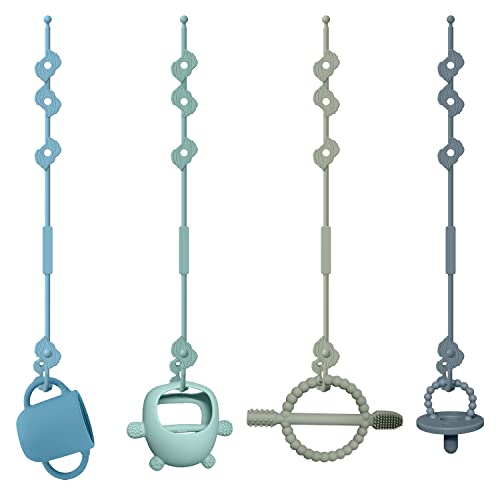 4 Pack Pacifier Clip, Toy Safety Straps, Conch Design Silicone Adjustable Baby Pacifier Teether Straps, 4pcs Toddler Toy Bottle Harness Straps for Strollers, High Chair, Cribs, Bags, BPA Free