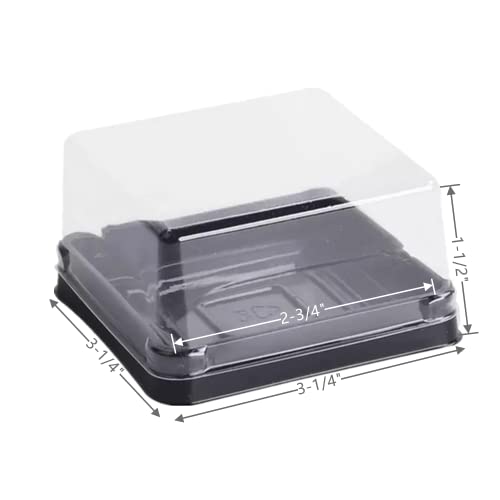 50 Pack black bottom Clear cover plastic mini cake box - muffin box - moon cake box - mung bean cake snow Mei Niang box(bottom 2 1/2 Inch X high 1-1/2 Inch)