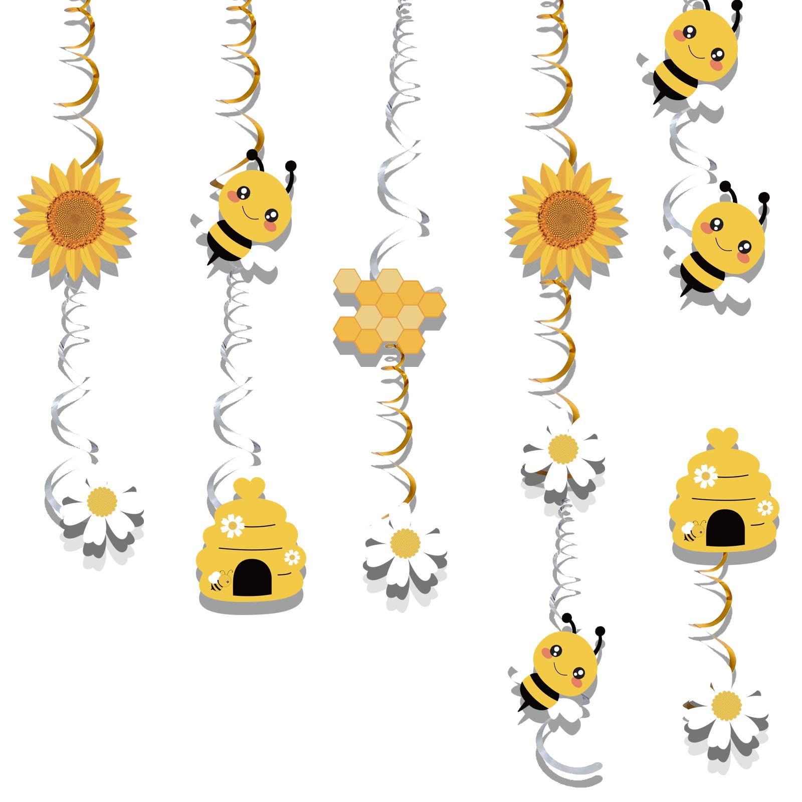 40pcs Honey Bee Hanging Swirl Decorations Bee Theme Party Supplies Ceiling Streamers for Birthday, Baby Shower, Gender Reveal Party Decorations