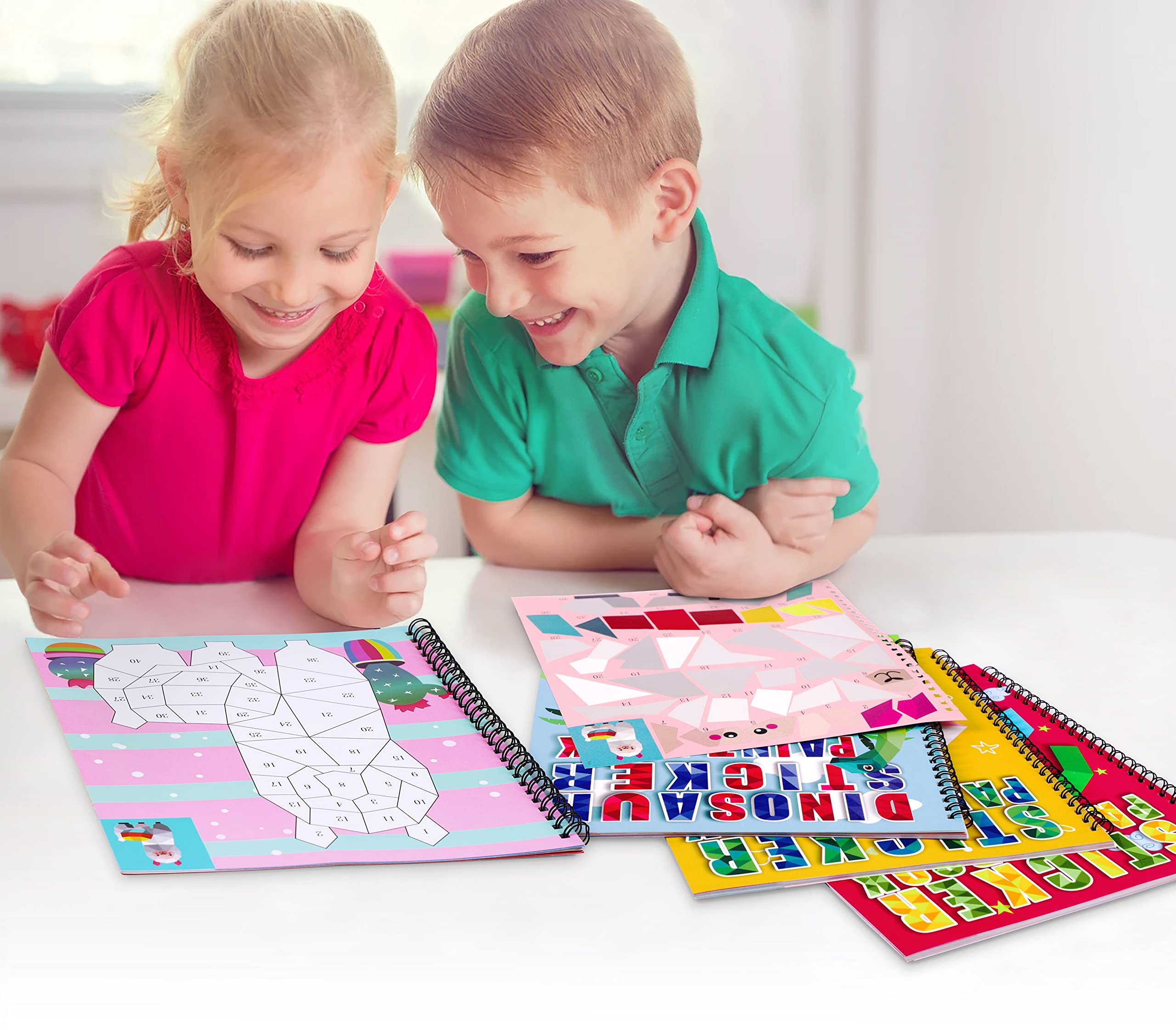 4PCS Crafts for Kids Ages 4-8 Sticker Books - Includes Dinosaur Llama Turtle and More Animal Designs Gift Party Create 40 Pictures