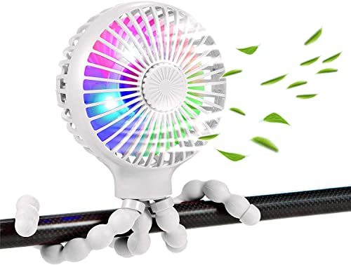 scurry Upgraded Stroller Fan Mini Battery Operated Fan Small USB Rechargable Desk Fan Baby Portable Fan Flexible Tripod Clip On Fan with 3 Speeds Baby Fan for CarSeat Crib Treadmill (White)