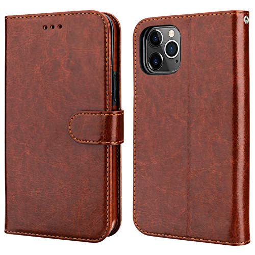 Bocasal iPhone 11 Pro Wallet Case with Card Holder PU Leather Magnetic Detachable Kickstand Shockproof Wrist Strap Removable Flip Cover for iPhone 11 Pro 5.8 inch (Brown)