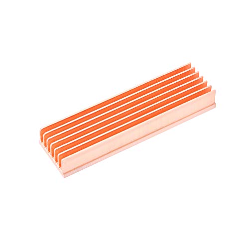 Awxlumv M.2 Heatsink Pure Copper NVMe M2 2280 SSD DIY 7 Fins Cooler with Thermal Pad for Desk Computer(2 Pcs)