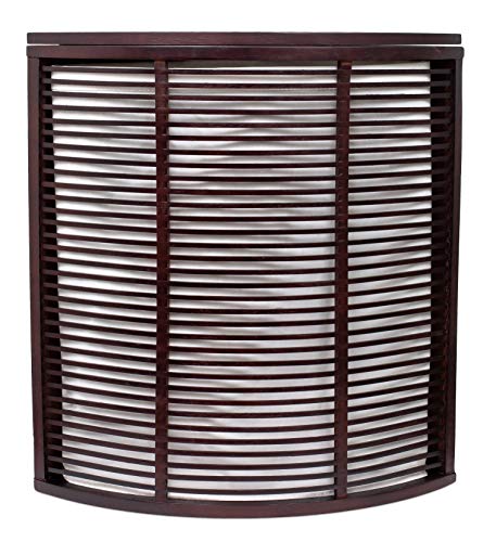 BirdRock Home Compact Corner Laundry Hamper with Lid and Removable Liner - Small - Brown Bamboo - Easily Transport Laundry - Baby Dirty Clothes Bin Sorter Basket - Cut Out Handles