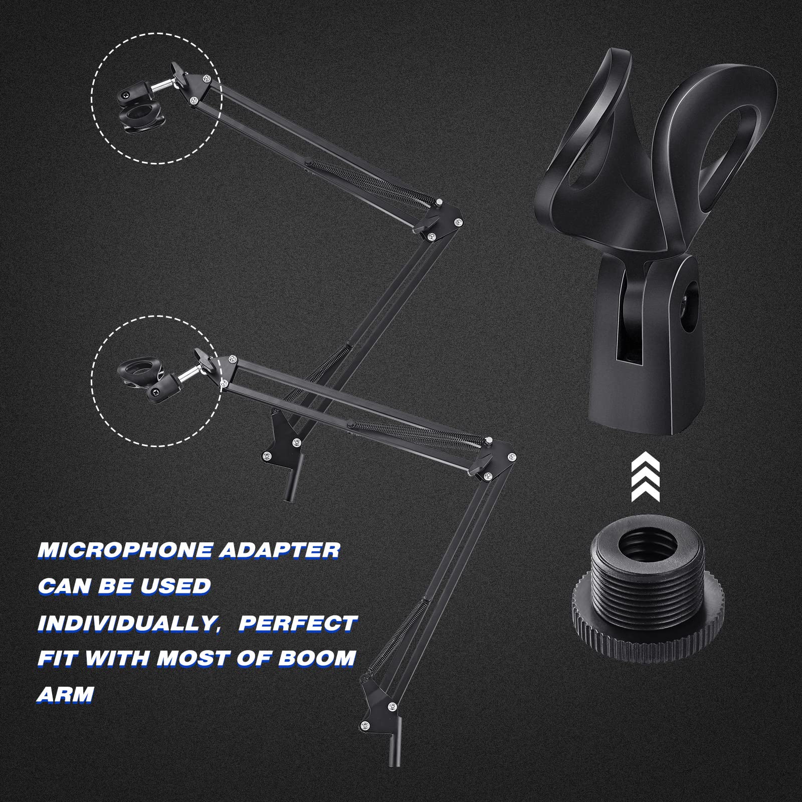 2 Pack Desktop Microphone Stand Desk Mic Stand Adjustable Universal Microphone Holder Foldable Small Microphone Stand Microphone Table Stand Tripod with Clip Compatible with Sm58 Sm57 Pga48 Pga58 Etc.