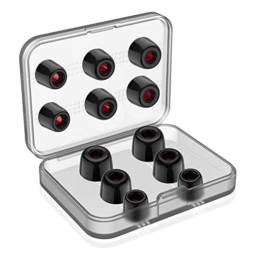 6 Pairs Earphone Tips F FEYCH Premium Replacement Earbud Tips Memory Foam Earphone Tips Blocking Noise Foam Tips Suit for 4.5-6.3mm Nozzle in-Ear Earphones with Storage Box(S/M/L, Black)