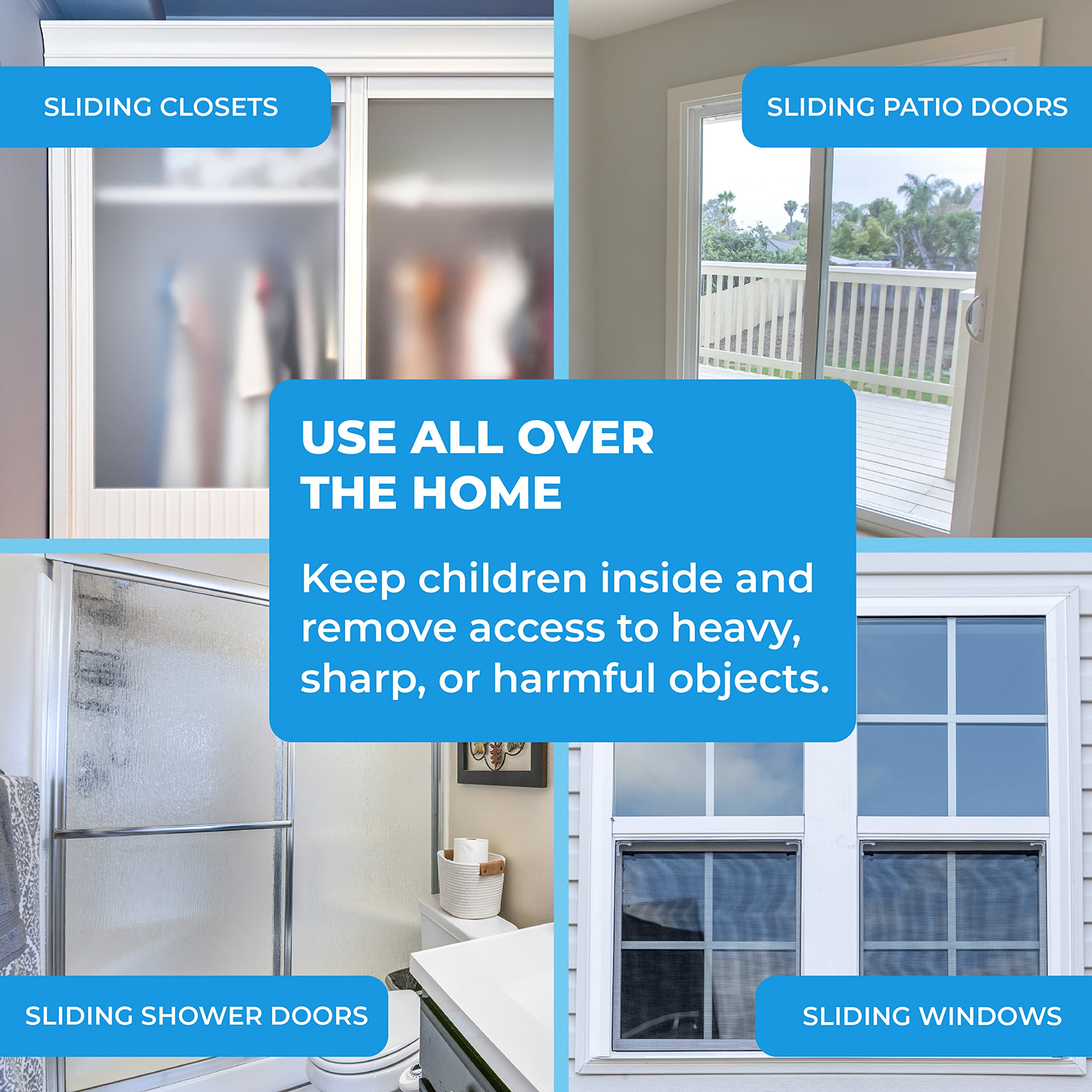 Eco-Baby Sliding Door Lock, 4 Pack Child Proof Safety Window Locks for Glass Doors
