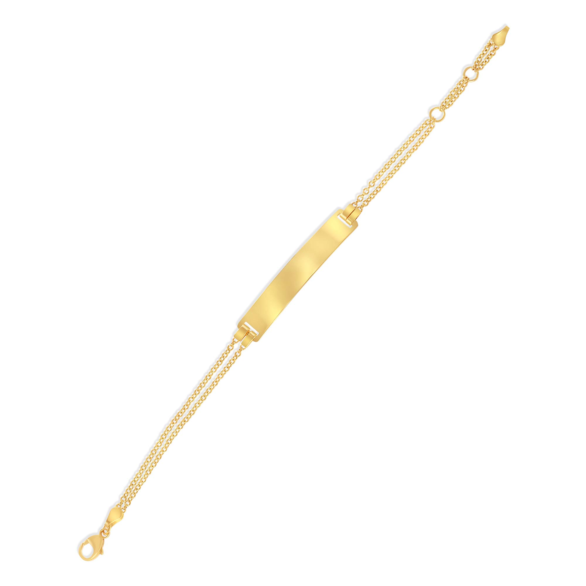14kt Yellow Gold Name Bar Id Bracelet β Handmade 18k Solid Personalized Bracelets - Free Customizable Engraving Identification β Elegant Women's Gift Adjustable 6.5 ,7 ,7.5 Inches (Yellow, gold 14k)