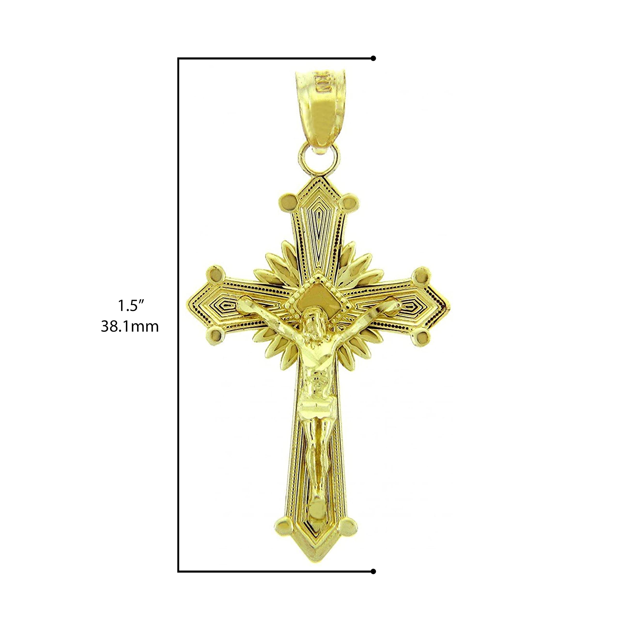10K Yellow Gold Natal Starburst Crucifix Jesus Christ on the Holy Cross Pendant Charm
