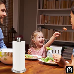2Pack Stainless Steel Paper Towel Holder Countertop for One Hand Tear, Standing Paper Towel Holder with Non-Slip Base, Paper Towel Roll Holder for Kitchen Bathroom Countertop, Sliver 13.8"
