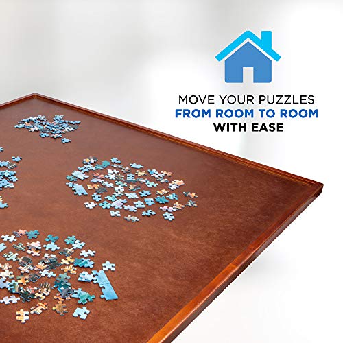 Jumbl Spinner Puzzle Board | 35” x 35” Wooden Jigsaw Lazy Susan Turntable w/ 360° Rotation | Smooth Plateau Fiberboard Work Surface & Reinforced Hardwood | for Games & Puzzles | 1500 Pieces