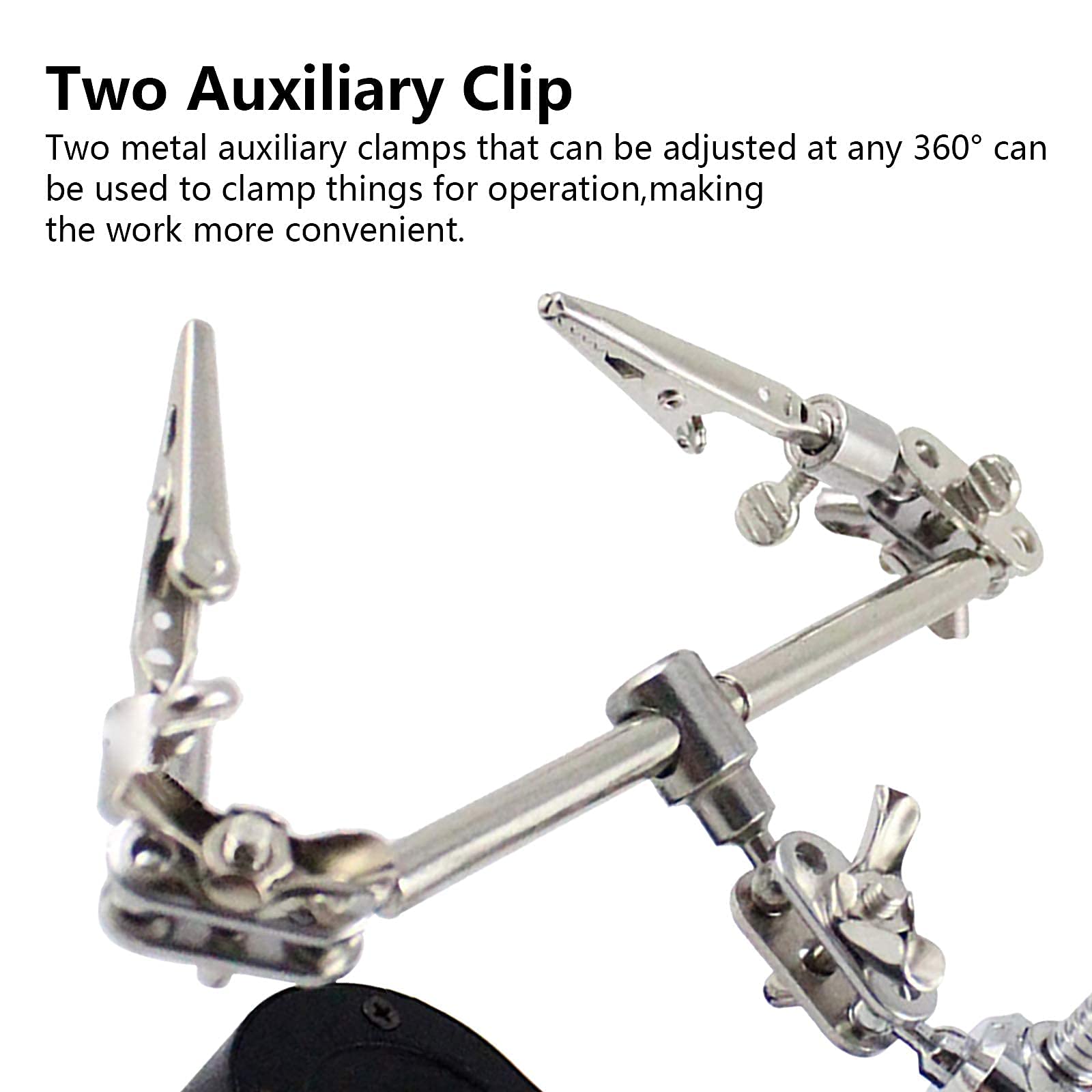 mlogiroa Helping Hands Soldering Station, 3.5X 12X Magnifying Glass LED Lighted Magnifier with Auxiliary Clips Alligator Clamp Repair Tools Kit for Soldering, Assembly, Miniatures