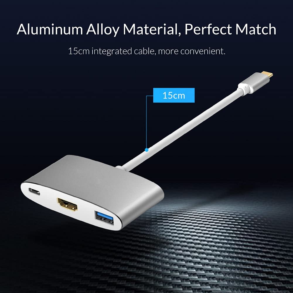 SHYPT USB Hub USB C to HDMI-Compatib USB3.0 5Gbps High Speed Hub Support 4k Video 60w Type C Quick Charge