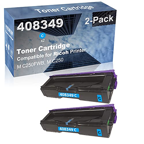 2-Pack (Cyan) Compatible M C250FWB, M C250 Printer Toner Cartridge High Capacity Replacement for Ricoh 408349 Toner Cartridge