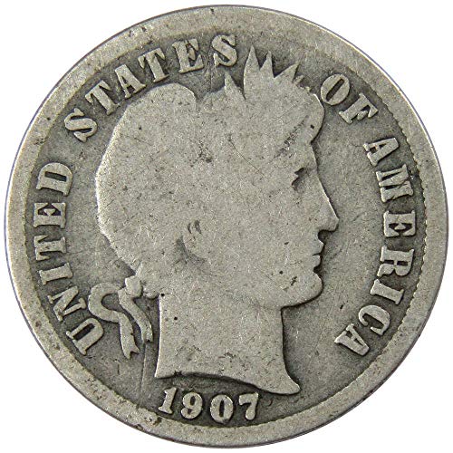 1907 Barber Dime G Good 90% Silver 10c US Type Coin Collectible