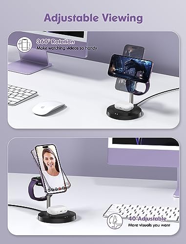 3 in 1 Wireless Charging Station for Multiple Devices Apple, Aeinidi 15W Fast Mag-Safe Charger Stand, Magnetic Charger for iPhone 14 13 12 Pro Max/Plus/Pro/Mini, Apple Watch, AirPods Pro 3 2, Black