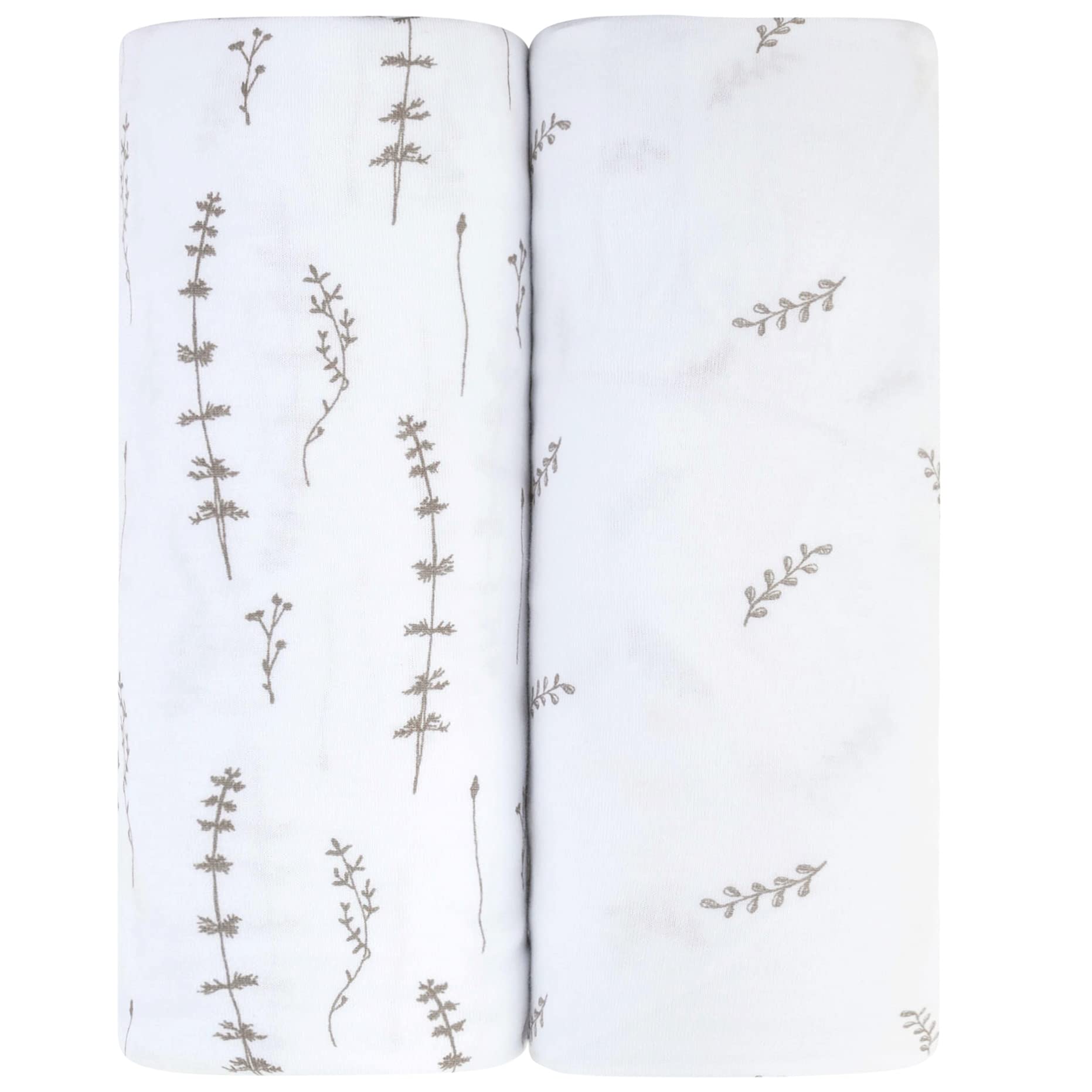 Changing Pad Cover 2 Pack - Baby Changing Pad Cover with 100% Jersey Cotton - Changing Pad Covers for Girls and Boys, Newborn Essentials (Forest Grey Leaf & Floral)
