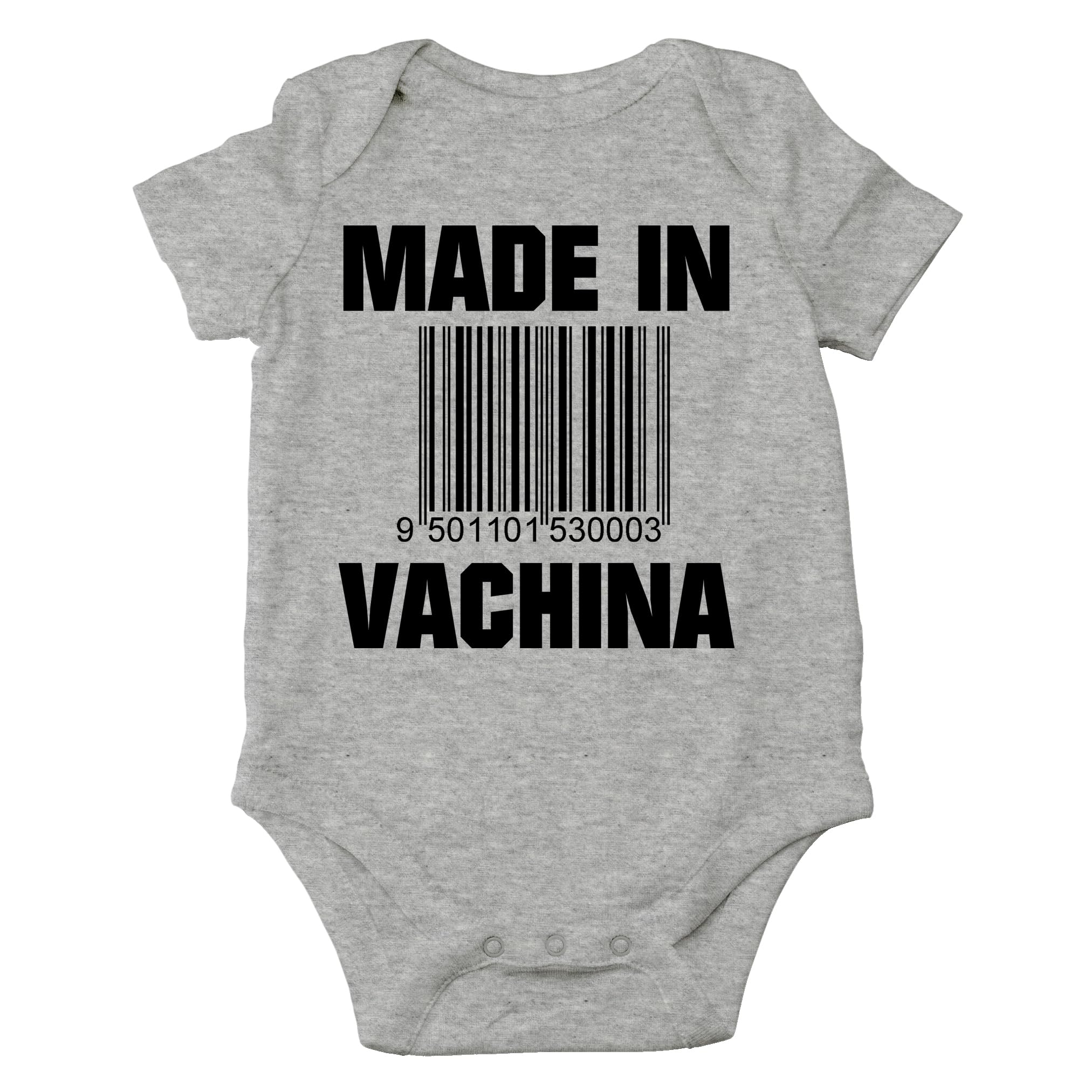 AW Fashions Made in VaChina Baby Bodysuit Funny Cute Baby Girl Clothing or Boy Outfit Infant Romper (Newborn, Sports Grey)