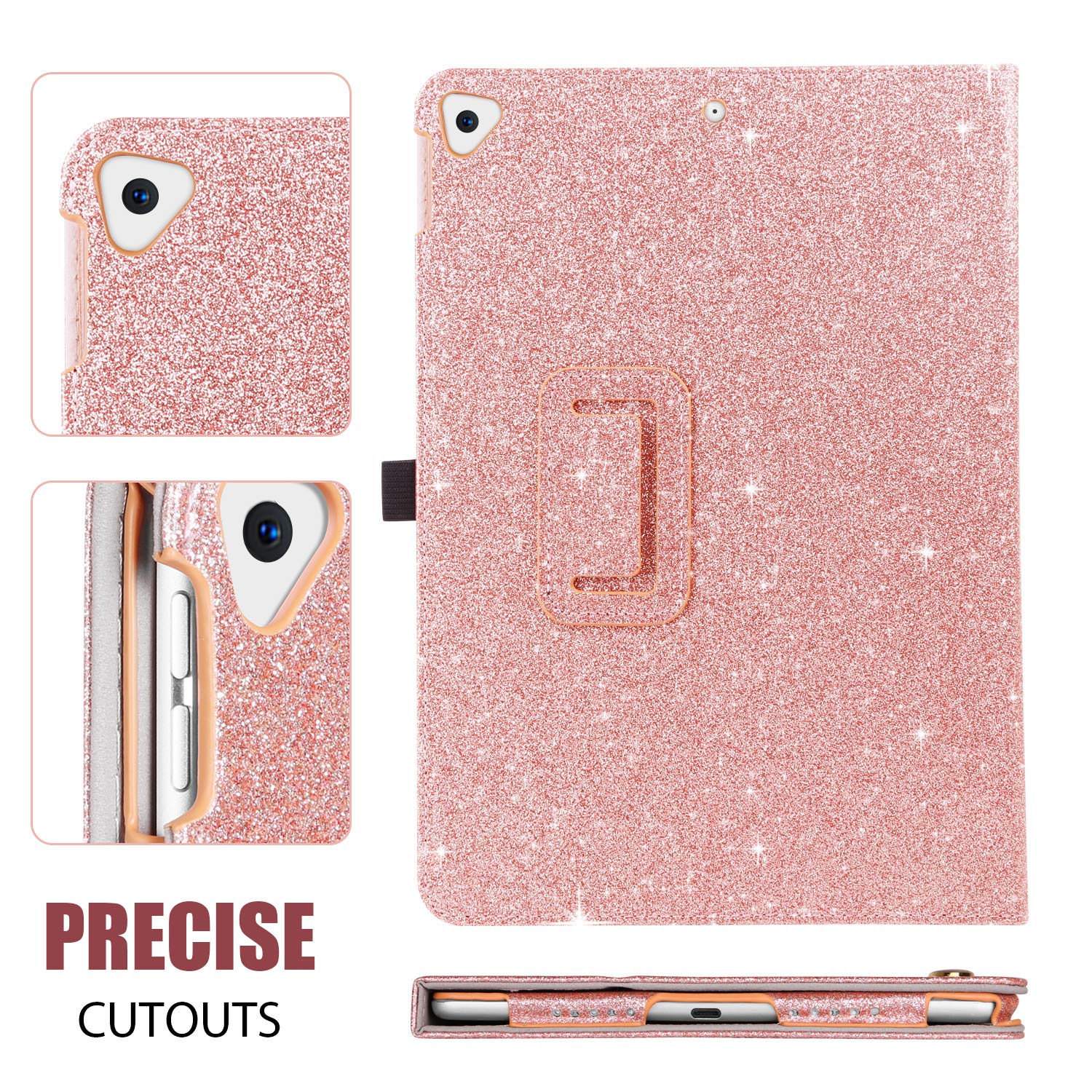 BENTOBEN for iPad 9th / 8th / 7th Generation Case, New iPad 10.2 Case 2021/2020/2019, Auto Wake/Sleep with Pencil Holder PU Leather Protective Case for iPad 10.2 inch, Rose Gold