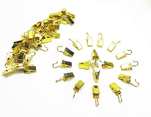 Hyamass 50pcs Metal Hook Clips Hanging Curtain Clip Hanger Wire Holder Home Decoration, Photos, Art Craft Display (Light Gold)