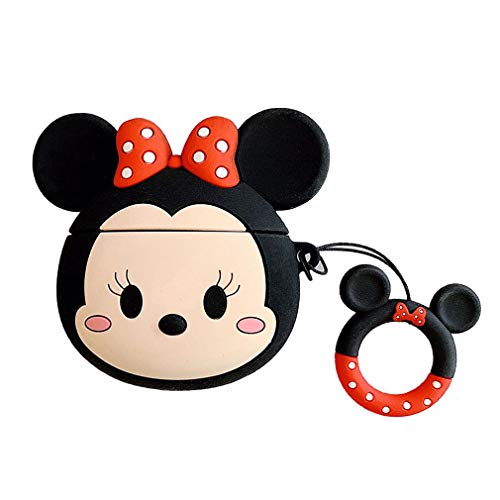 Airpods Case, 3D Cute Cartoon Airpods Cover Minnie Mouse Soft Silicone Rechargeable Headphone Cases,AirPods Case Protective Silicone Cover and Skin for Apple Airpods 1/2 Charging Case (Minine)