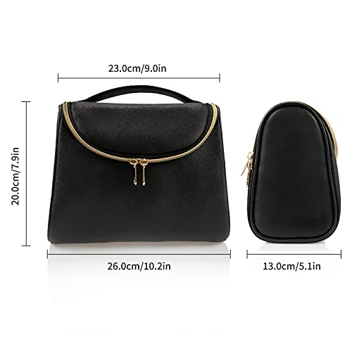 Ethereal Travel Makeup Bag, Cosmetic Bag for Women Large Capacity Makeup Organizer Bag Vegan Leather Makeup Brushes Bag Waterproof Toiletry Bag for Women