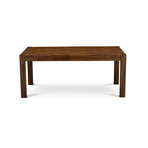East West Furniture Wooden LM7-0N-T Wood Dining Table Rectangular Tabletop and 72 x 40 x 30-Sandblasting Antique Walnut Finish