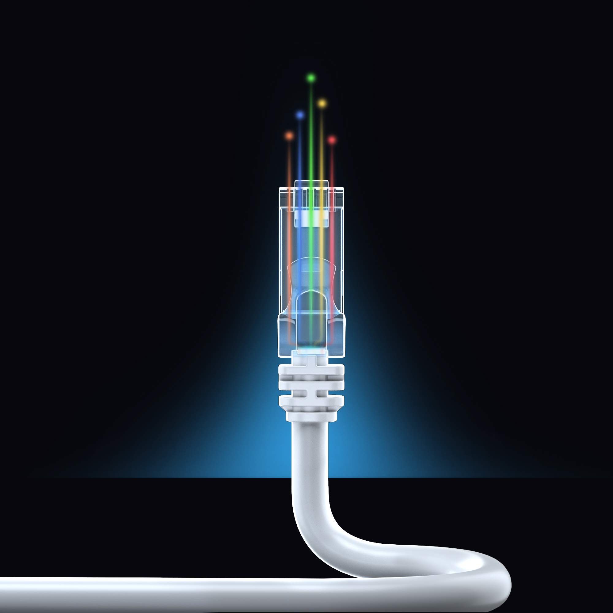 Maximm Cat 6 Ethernet Cable 30 ft - High-Speed LAN Cable, Internet Cable, Patch Cable, and Network Cable - UTP, 10Gbps, 550MHz Ethernet Cord - White