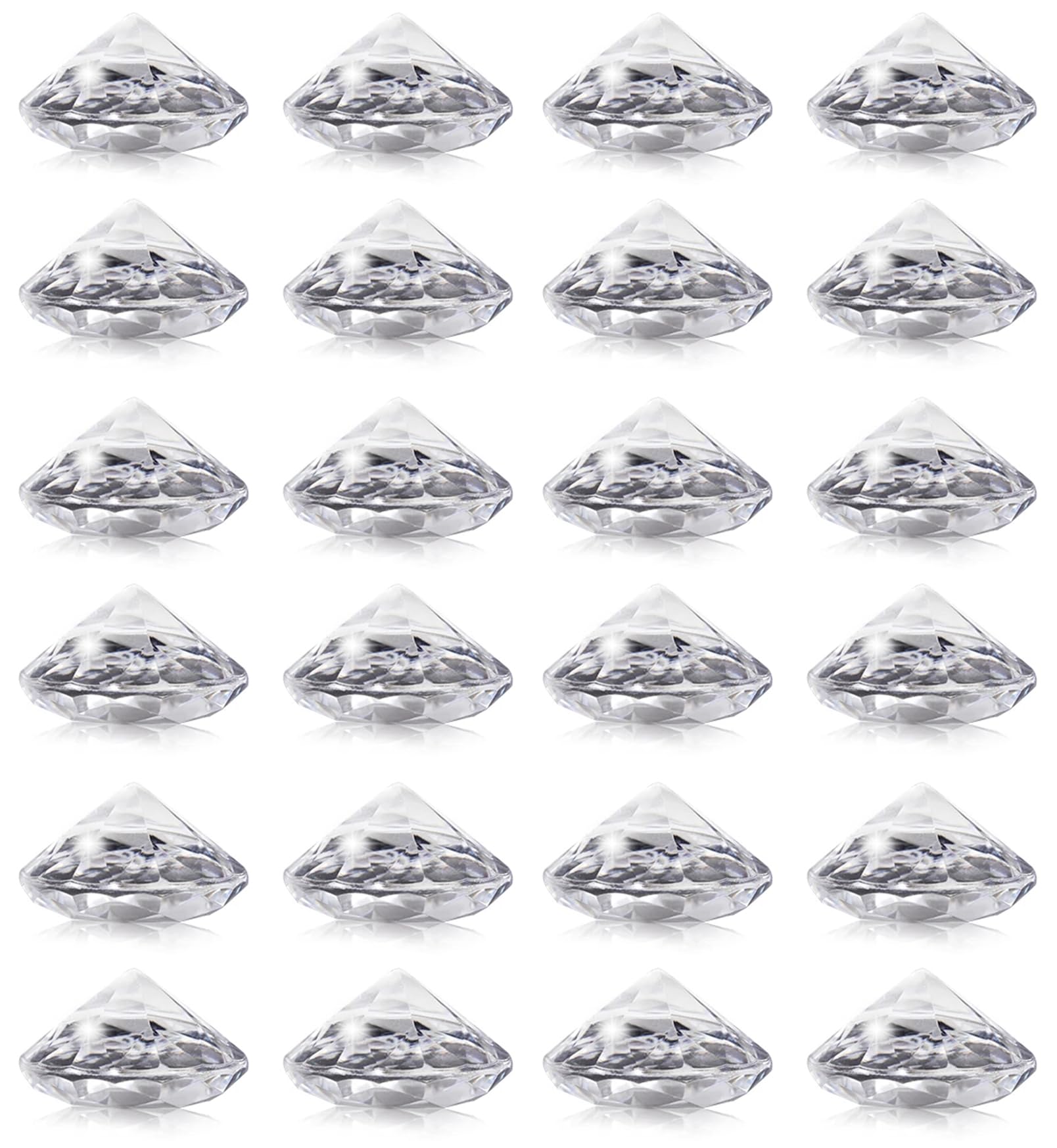 24 Pcs Diamond Card Holder Table, Acrylic Diamond Place Card Holders Diamond Table Number Holder for Party Weddings Table Decoration (Clear)
