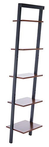 Safavieh Home Collection Allaire Honey Brown/Charcoal 5-Tier Leaning Storage Display Shelves Living Room Bedroom Office Bookcase Etagere, 0