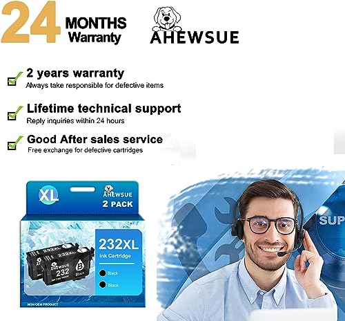 232XL Ink Cartridges Remanufactured Replacement for Epson 232 XL Black Ink Cartridges for XP-4200 XP-4205 WF-2930 WF-2950 Printer(2 Black 232XL Ink Cartridges)