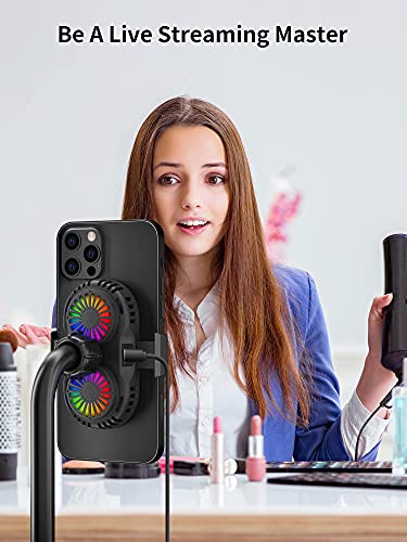 SakuraClub Phone Cooler, Cell Phone Cooling Fan with Dual Cooling Chip, Cooling Case for iOS/Android Phones, Fit for Mobile Gaming, Video Streaming, Car Driving (Need to Be Plugged in)