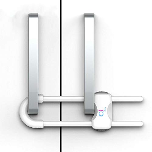 QT BABY Baby Proofing Cabinet Locks | Adjustable U Shaped Baby Safety Latches for Drawers, Fridge, Closet |Modern Baby Proofing Cabinet Lock with Extra Secure Lock Buttons (Pack of 8, White)
