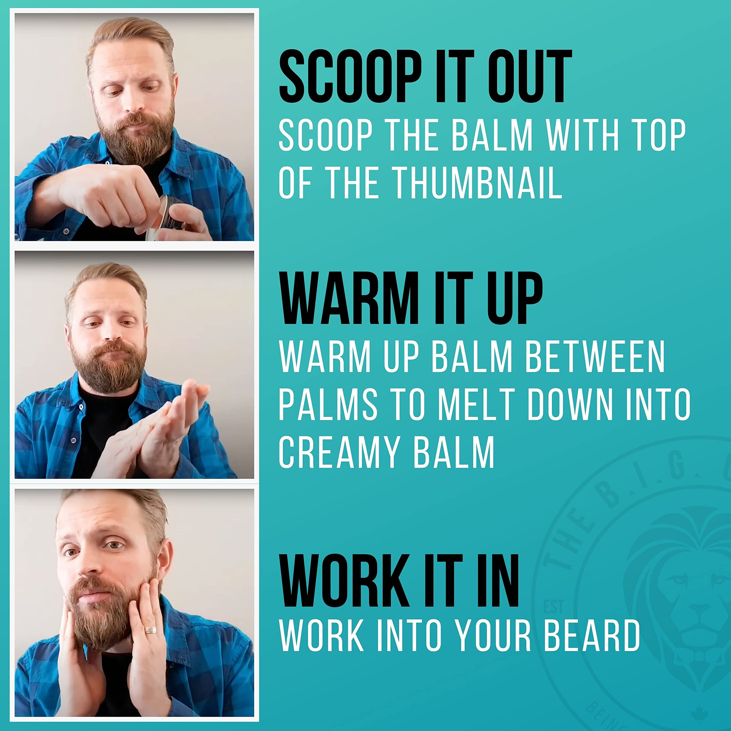 B.I.G. Company Beard Balm for Men - Light Weight Beard Wax with Good Hold, Styling, Control and Deep Conditioning of Beard Hair - Promotes Natural Beard Growth