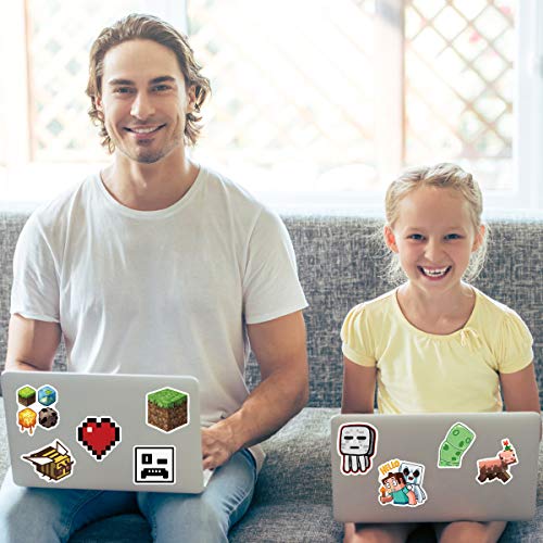 Potota Minecra_ft Stickers| 50 Pack |Vinyl Waterproof Stickers for Laptop,Bumper,Water Bottles,Computer,Phone,Hard hat,Car Stickers and Decals,(Minecra_ft-50)