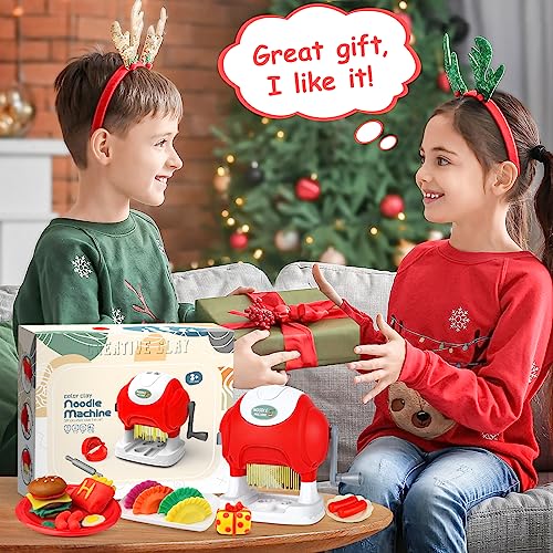 35PCS Play Dough for Kids, Creations Kitchen Play Food Color Dough Noodle Machine Toy Set, Dough Accessories Sets Christmas Birthday Gift for Kids Age 3 4 5 6 7 8