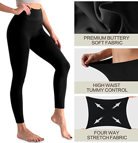 3 Pack Leggings for Women-No See-Through High Waisted Tummy Control Yoga Pants Workout Running Legging Large-X-Large