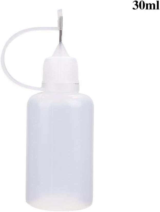 1Pc White Needle Tip Glue Bottles,Empty Dropper Plastic Bottles Needle Tip Squeezable Liquid Bottle, Refillable Squeeze Tip Applicator(30ml) Easy to Use,Used Repeatedly Lab Bottles and Jars